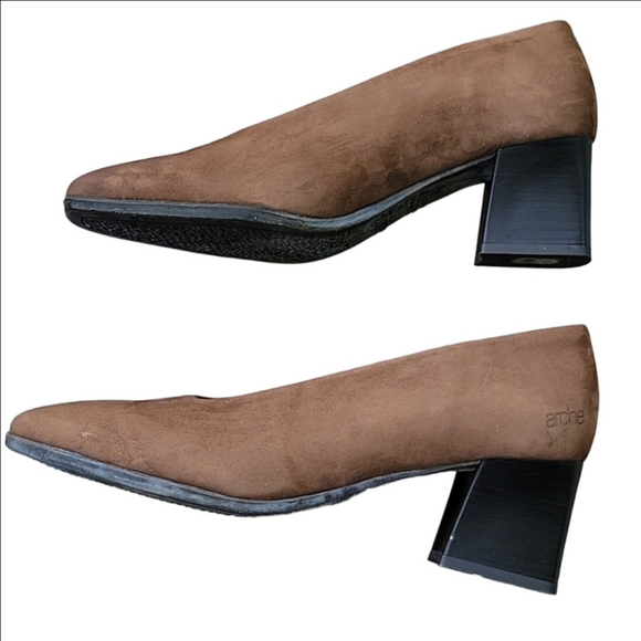 Arche | Shoes | Arche Brown Suede Heels With Slipon Design Made In ...